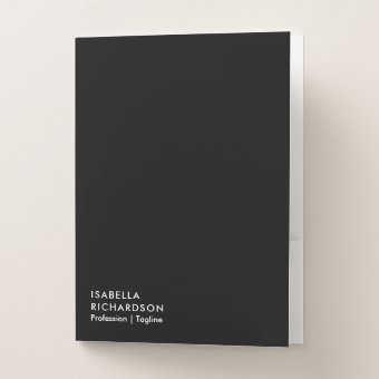 Minimalist And Modern Black Pocket Folder | Zazzle