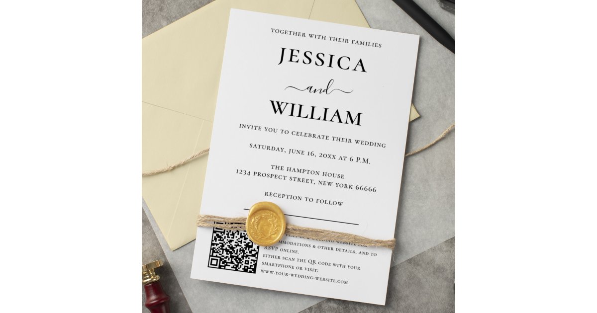 Minimalist and Modern Wedding With QR Code Invitation | Zazzle