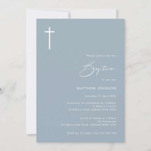 Minimalist and simple photo baptism christening invitation | Zazzle