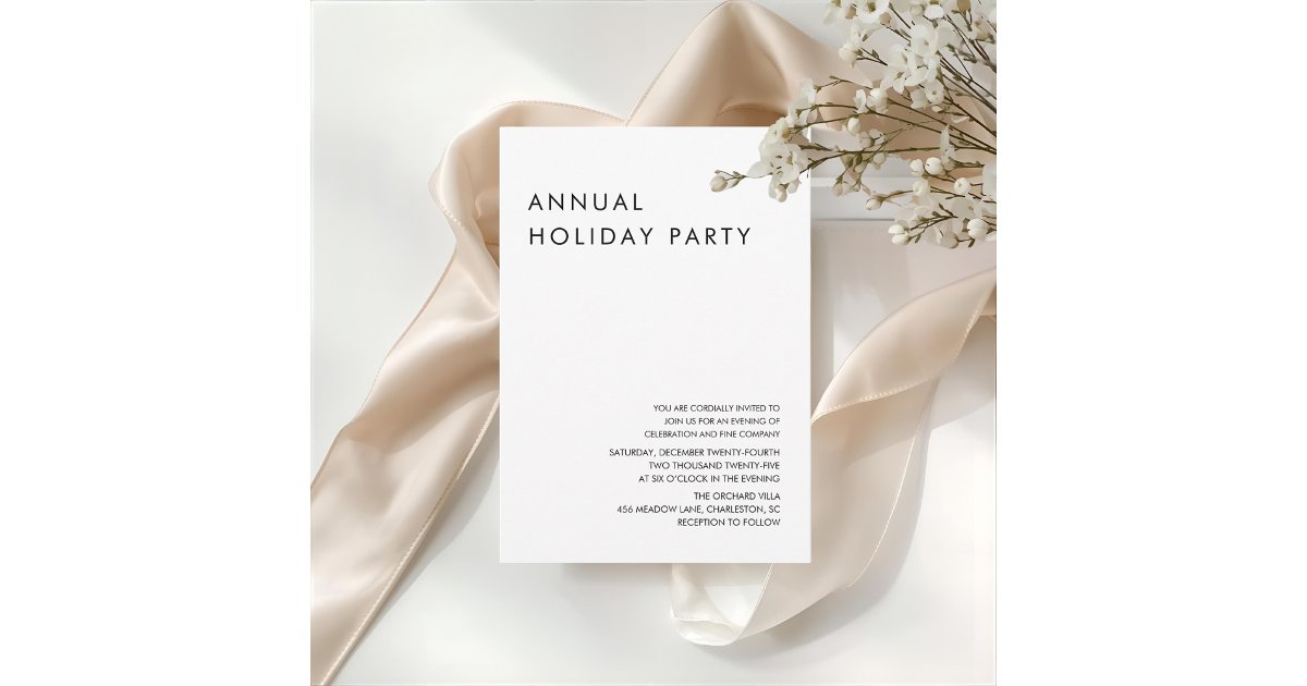 Minimalist Annual Holiday Party Invitation | Zazzle
