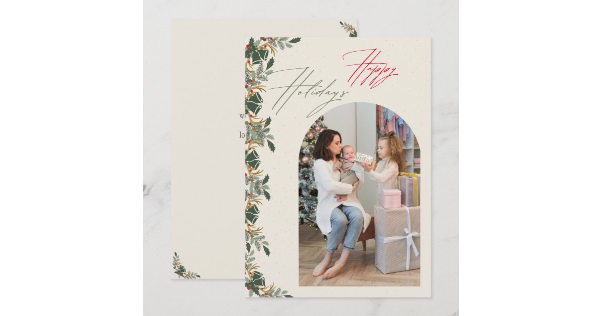 Minimalist Arch Family Photo Holiday Card | Zazzle