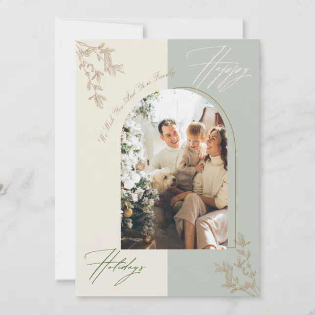 Minimalist Arch Family Photo Holiday Card | Zazzle