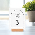 Minimalist Arch Table Numbers with Wooden Stand | Zazzle