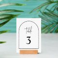 Minimalist Arch Table Numbers with Wooden Stand | Zazzle