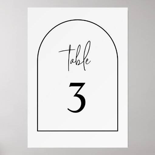 Minimalist Arch Table Numbers with Wooden Stand | Zazzle