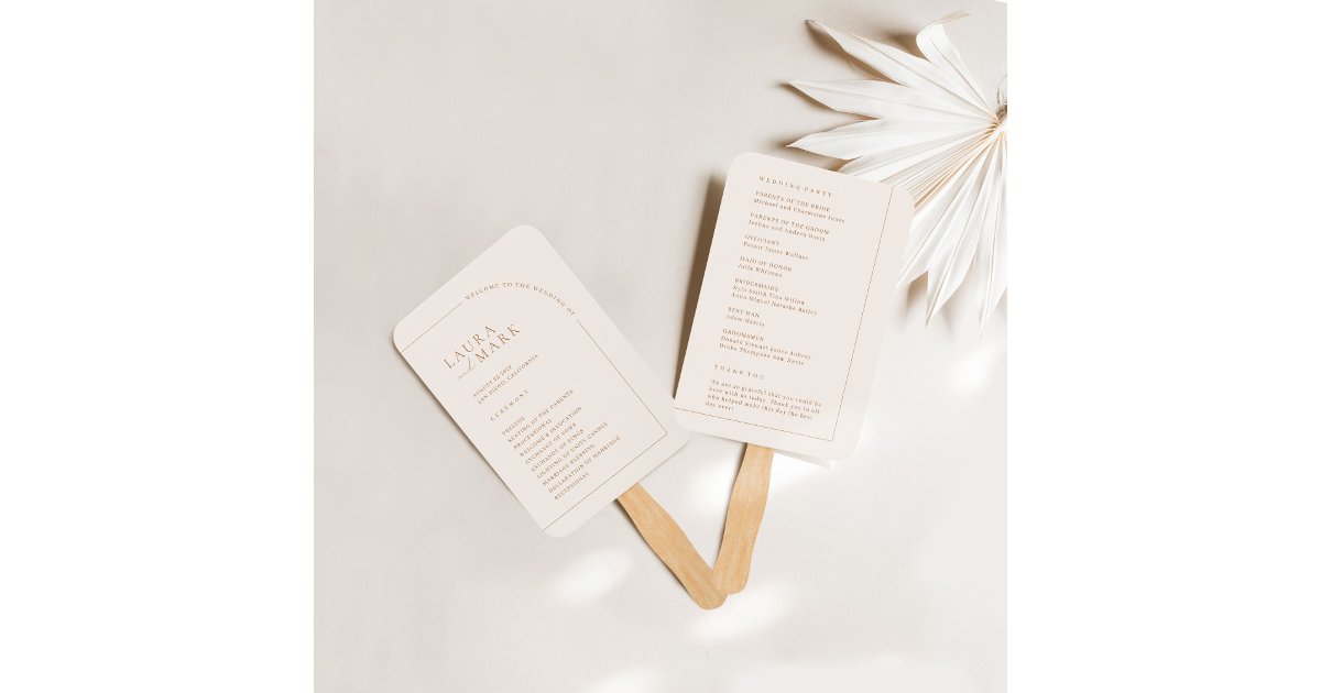Minimalist Arch Wedding Ceremony Programs Hand Fan | Zazzle