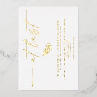 Minimalist At Last Wedding Photo Real Foil Invitation | Zazzle