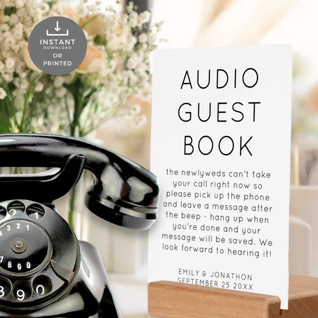 Minimalist Audio Guest Book Wedding Sign | Zazzle
