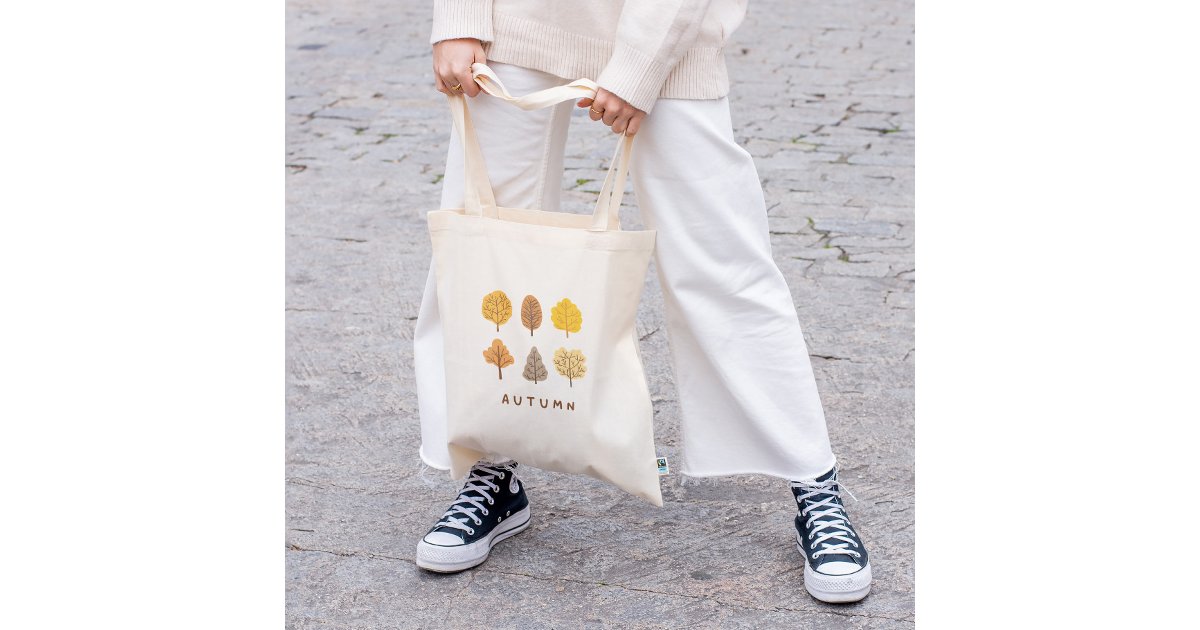 Minimalist Autumn Tree and Pumpkin Tote Bag | Zazzle