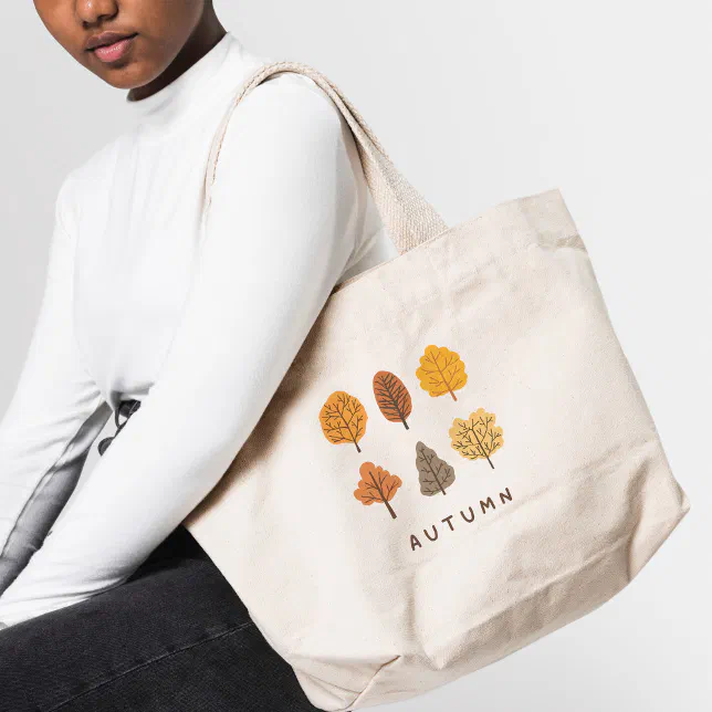 Minimalist Autumn Trees Large Tote Bag | Zazzle