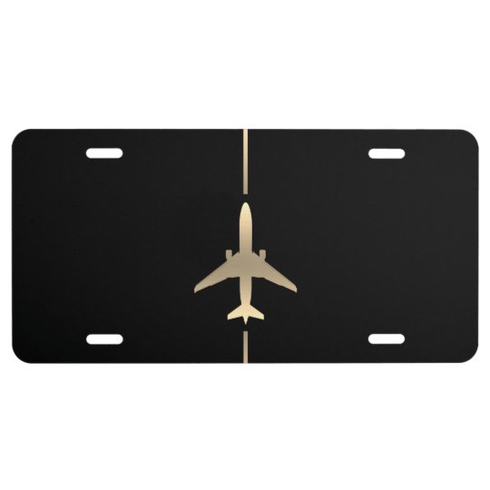 Minimalist Aviation - Gold Airplane License Plate | Zazzle.com
