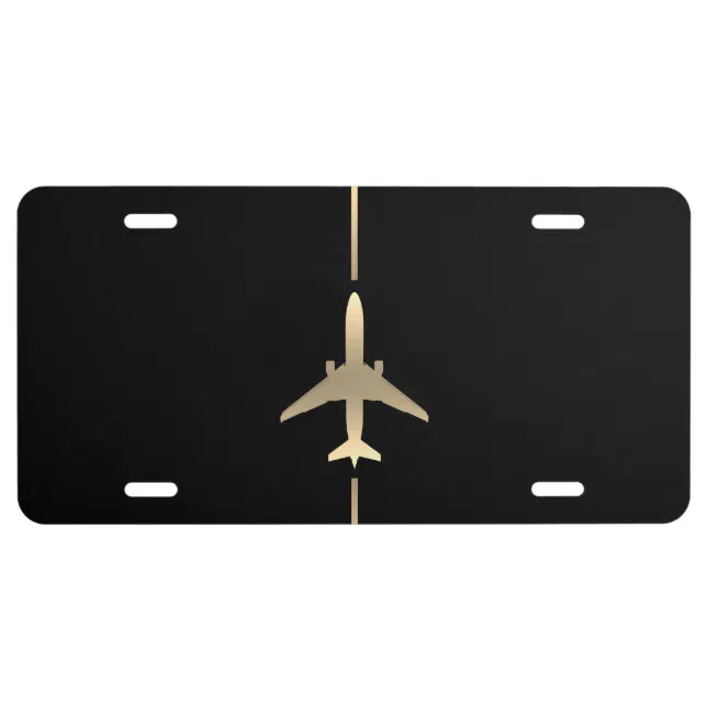 Minimalist Aviation - Gold Airplane License Plate | Zazzle