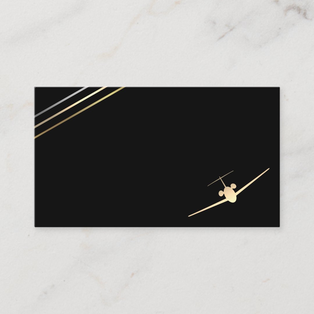 Minimalist Aviation Gold Jet Business Card | Zazzle