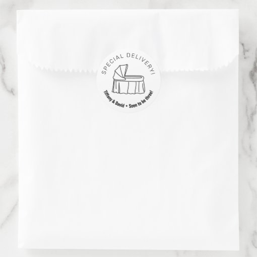 Minimalist Baby Crib Classic Round Sticker | Zazzle