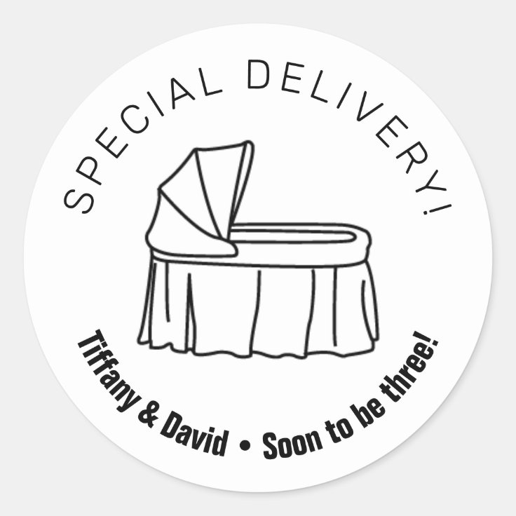 Minimalist Baby Crib Classic Round Sticker | Zazzle