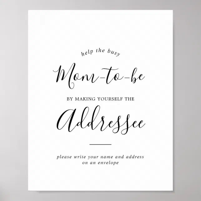 Minimalist Baby Shower Address an Envelope Sign | Zazzle