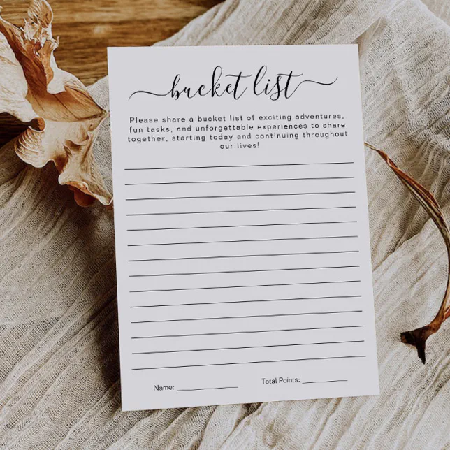 Minimalist Baby Shower Baby Bucket List Game Card | Zazzle