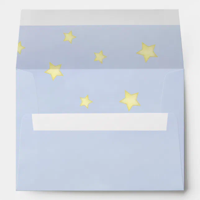Minimalist Baby Shower Blue Stars Nursery Rhyme Envelope | Zazzle