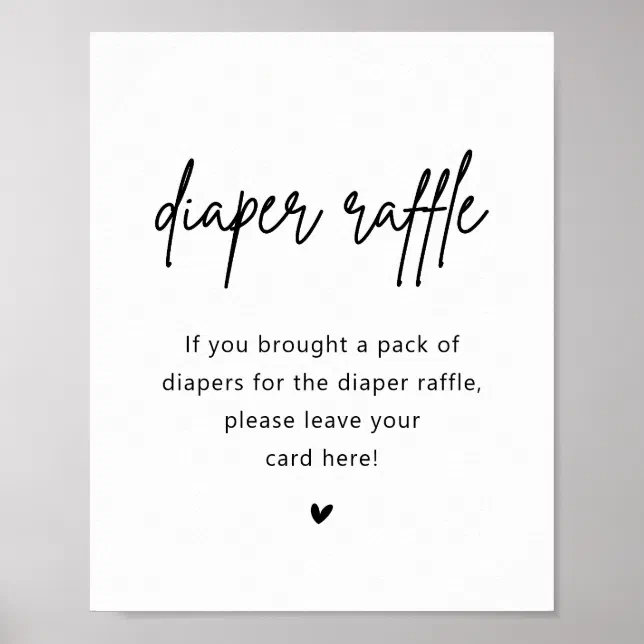 Minimalist Baby Shower Diaper Raffle Sign | Zazzle