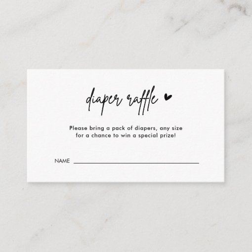 Minimalist Baby Shower Diaper Raffle Tickets Enclosure Card | Zazzle