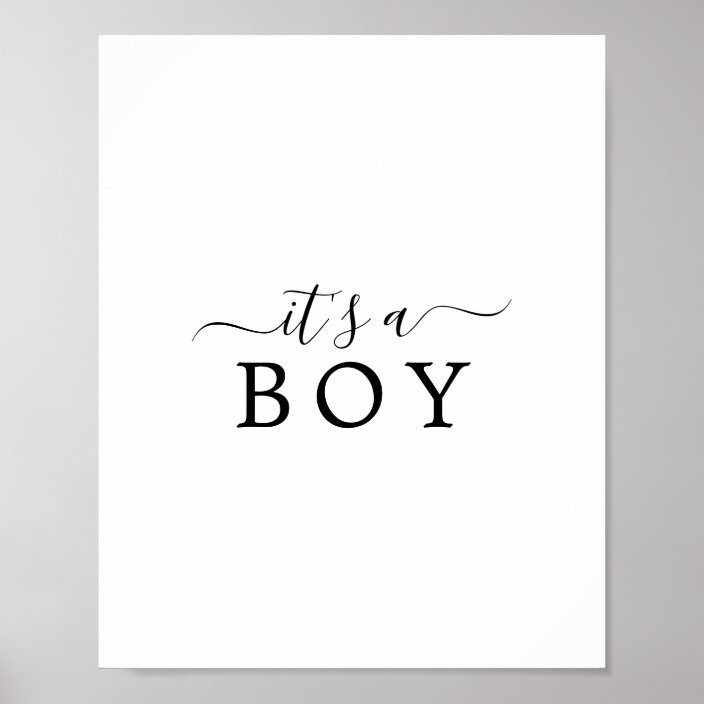 Minimalist Baby Shower It's a Boy Sign | Zazzle.com