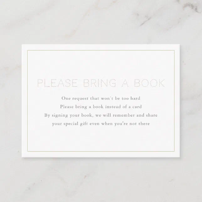 Minimalist Baby Shower Please Bring a Book Card | Zazzle