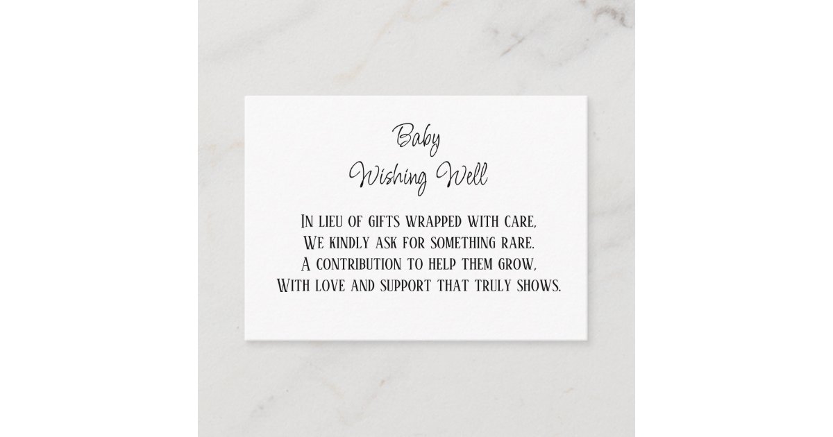 Minimalist Baby Wishing Well Monetary Contribution Enclosure Card | Zazzle