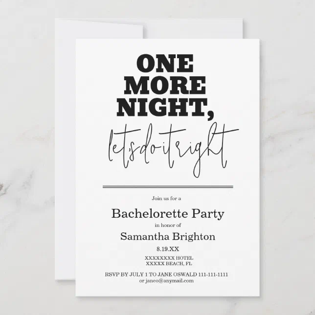 Minimalist Bachelorette Party Invitation | Zazzle