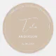 Minimalist Baptism Simple Cross Beige Classic Round Sticker | Zazzle