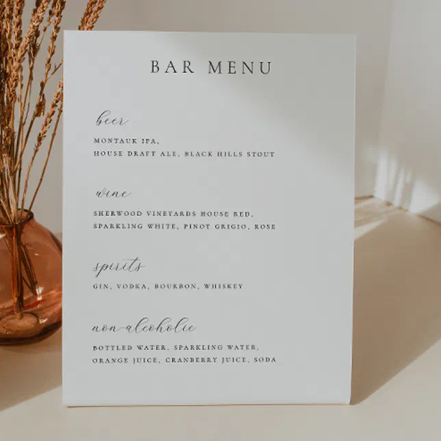 Minimalist Bar Menu List Pedestal Sign | Zazzle