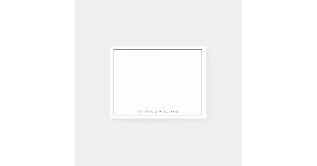Minimalist Basic Personalize Black Stationery Post-it Notes | Zazzle