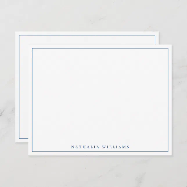 Minimalist Basic Personalize Navy Blue Stationery Note Card | Zazzle