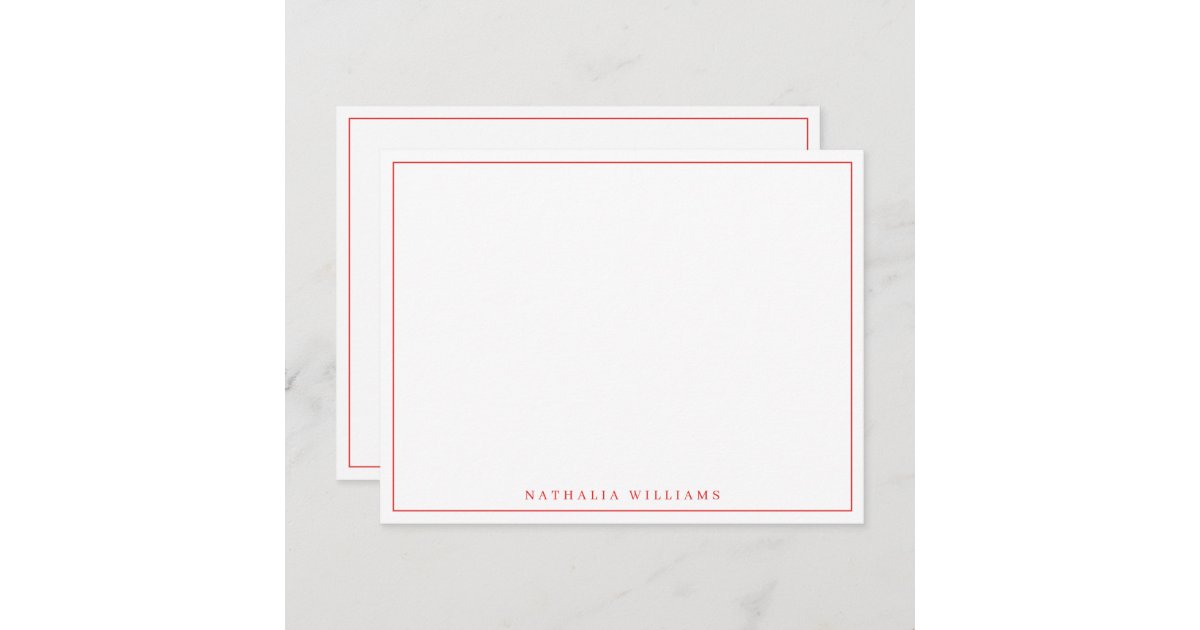 Minimalist Basic Personalized Red Stationery Note Card | Zazzle