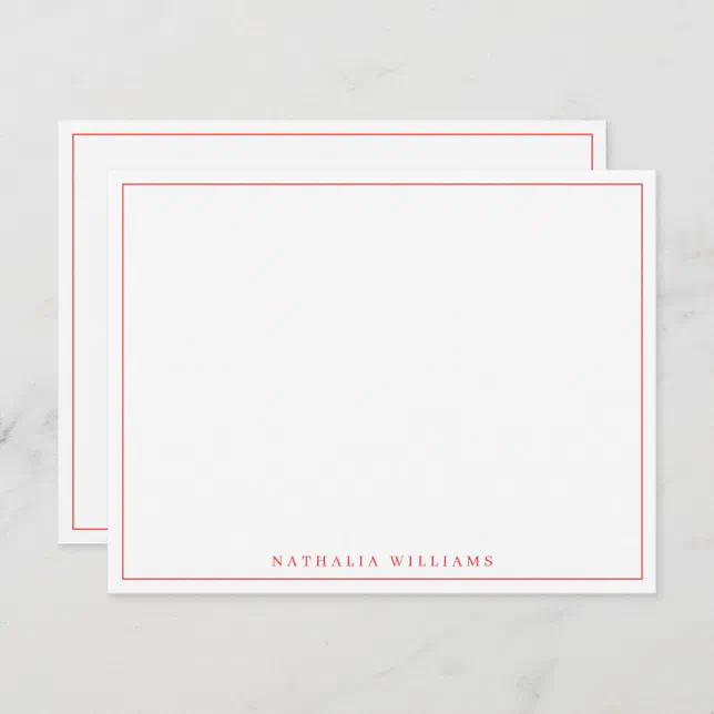 Minimalist Basic Personalized Red Stationery Note Card | Zazzle