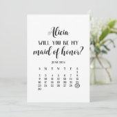 Minimalist Be My Maid of Honor Calendar Proposal Invitation | Zazzle
