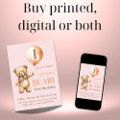 Minimalist Bear Pink Girl Beary 1st Birthday Invitation | Zazzle