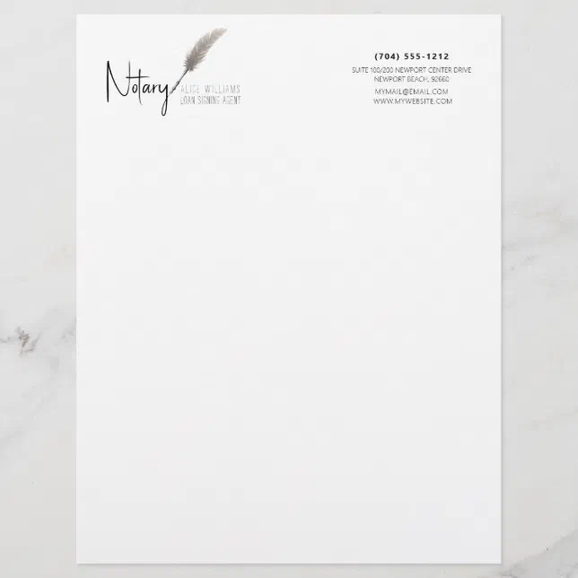 Minimalist Beige & White Simple Modern Notary Letterhead | Zazzle