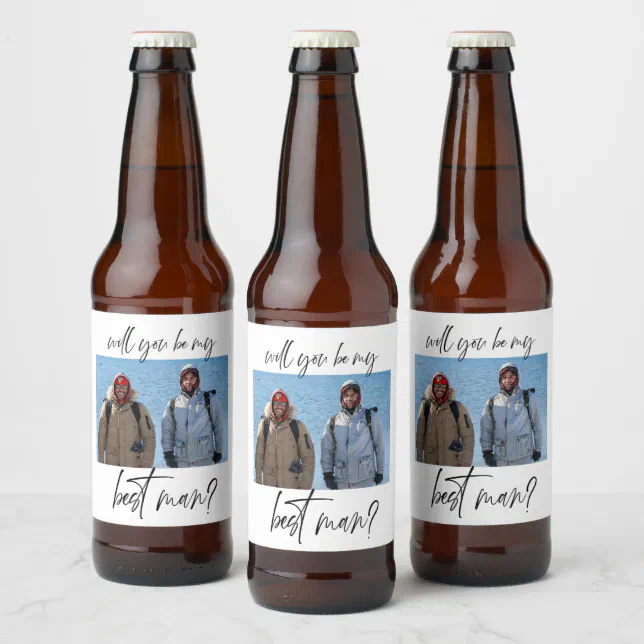 Minimalist Best Man Proposal Beer Bottle Label | Zazzle