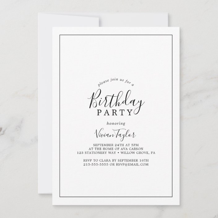 Minimalist Birthday Party Invitation | Zazzle.com