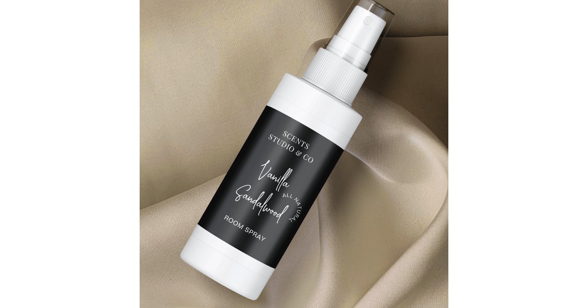 Minimalist Black Air Freshener Mist Spray Bottle Label | Zazzle