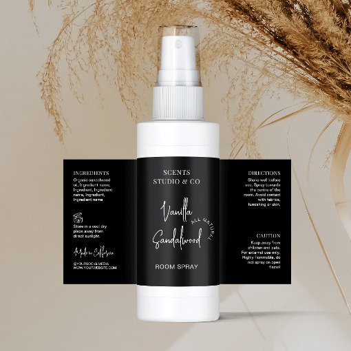 Minimalist Black Air Freshener Mist Spray Bottle Label | Zazzle
