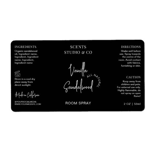 Minimalist Black Air Freshener Mist Spray Bottle Label | Zazzle