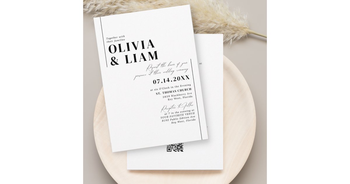 Minimalist Black All One RSVP QR Code Wedding Invi Invitation | Zazzle