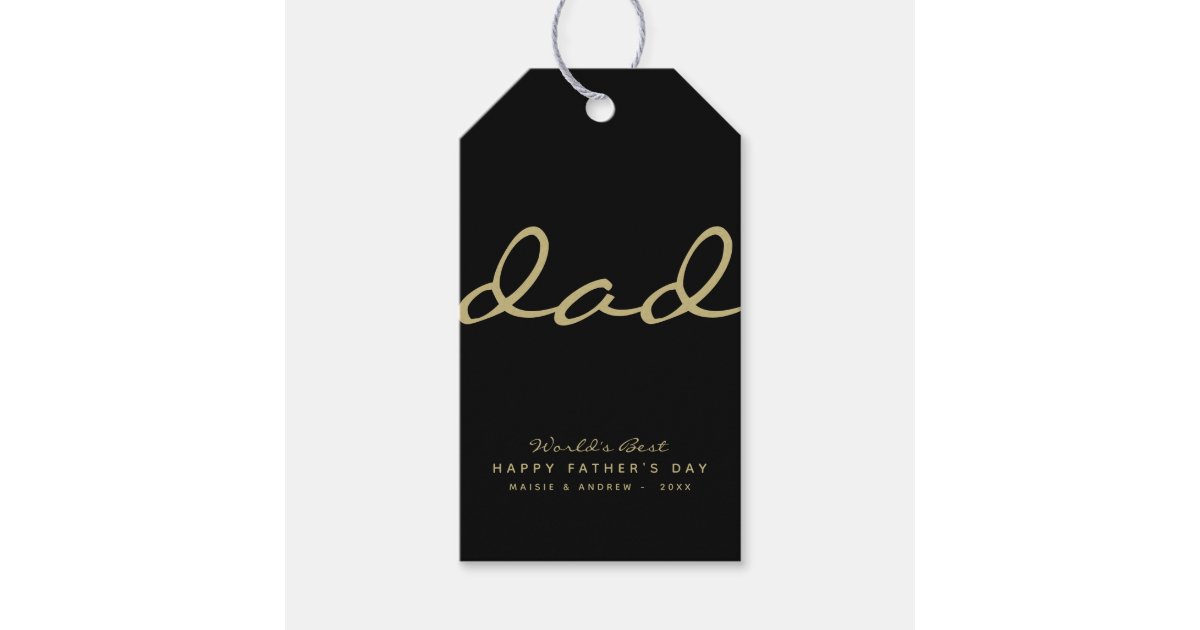 Minimalist Black and Gold Personalized Gift Tag | Zazzle