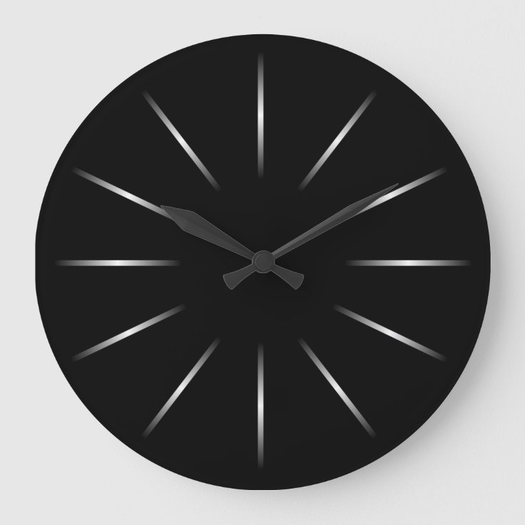 Minimalist Black and Silver Wall Clock | Zazzle
