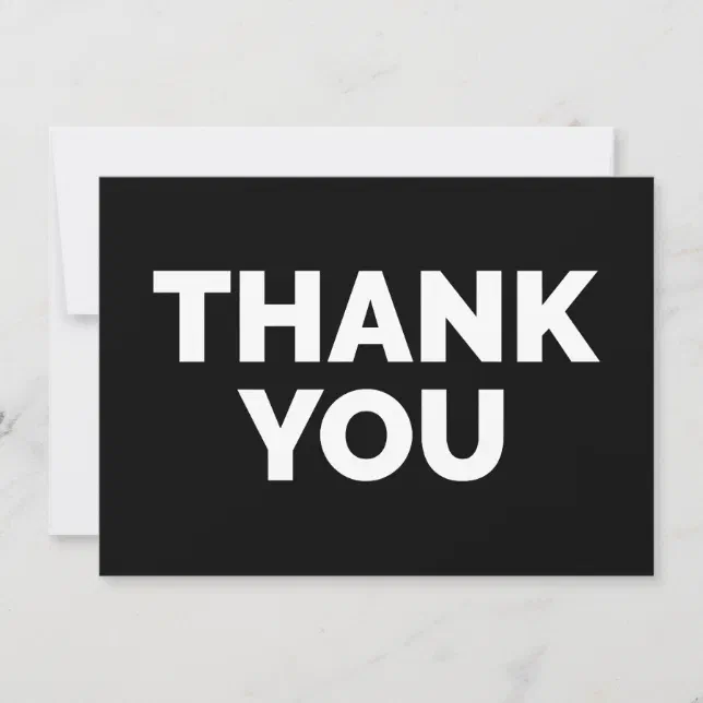 Minimalist Black and White Bold Text Thank You Card | Zazzle