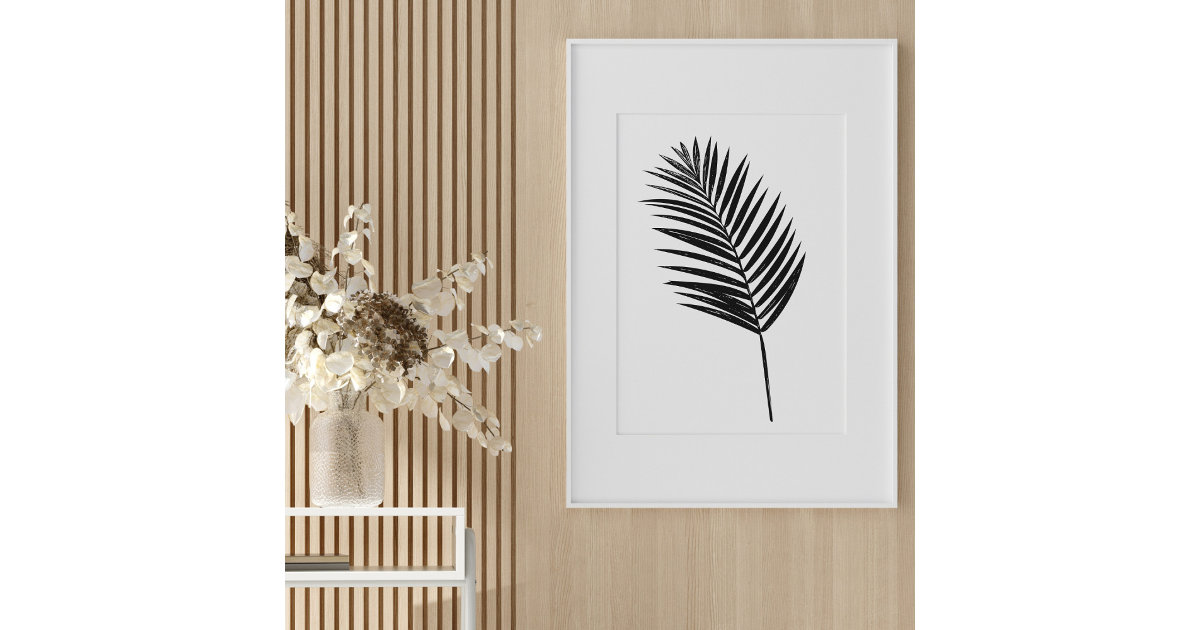 Minimalist Black and White Botanical Fern Drawing Poster | Zazzle