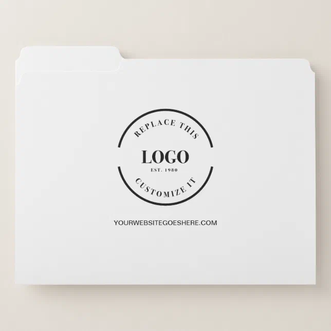 Minimalist Black and white business logo website File Folder | Zazzle