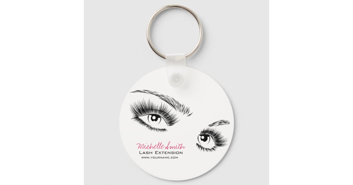 Minimalist Black and White Eyelashes Chic Makeup Keychain | Zazzle