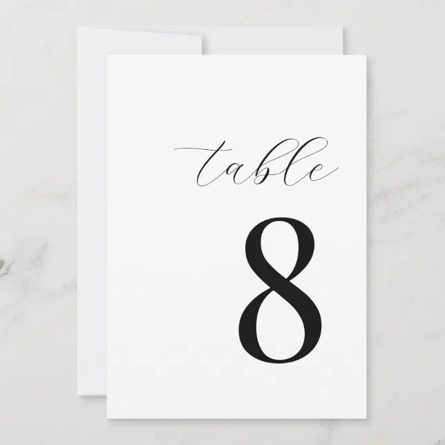 Minimalist Black and White Modern Table Number | Zazzle
